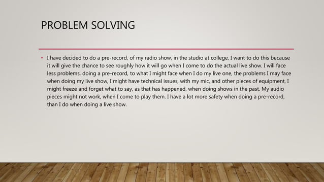 Final Major Project, Problem Solving | PPT