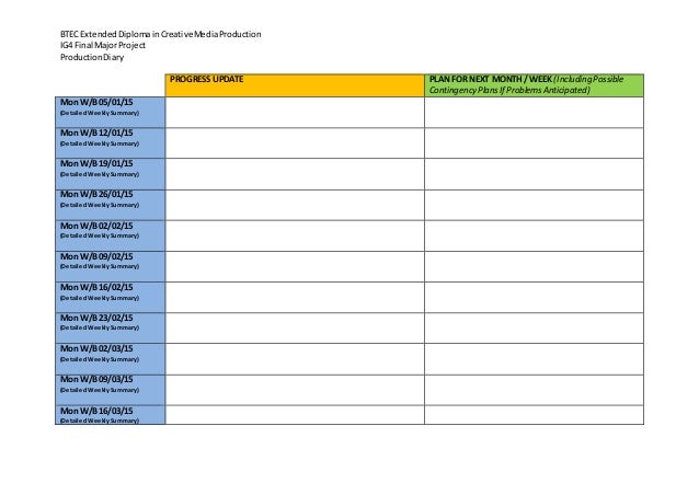 Final major project production diary template 2014 2015