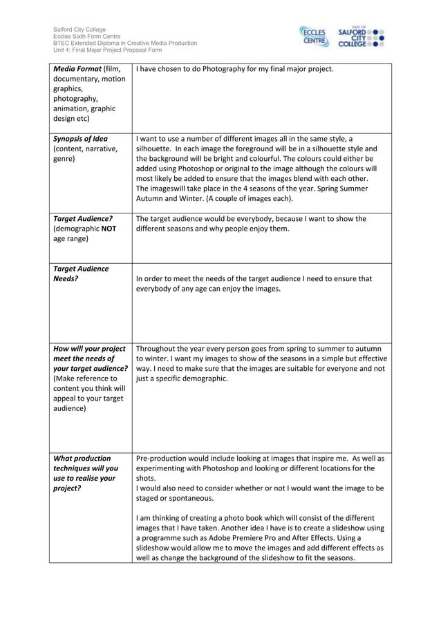 Final major project_proposal_form phoograpy | PDF