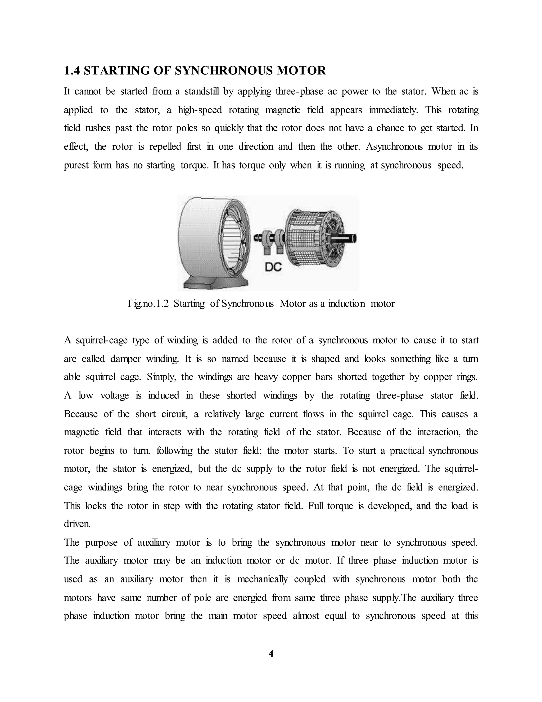 SYNCHRONOUS MOTOR PROJECT REPORT | DOCX