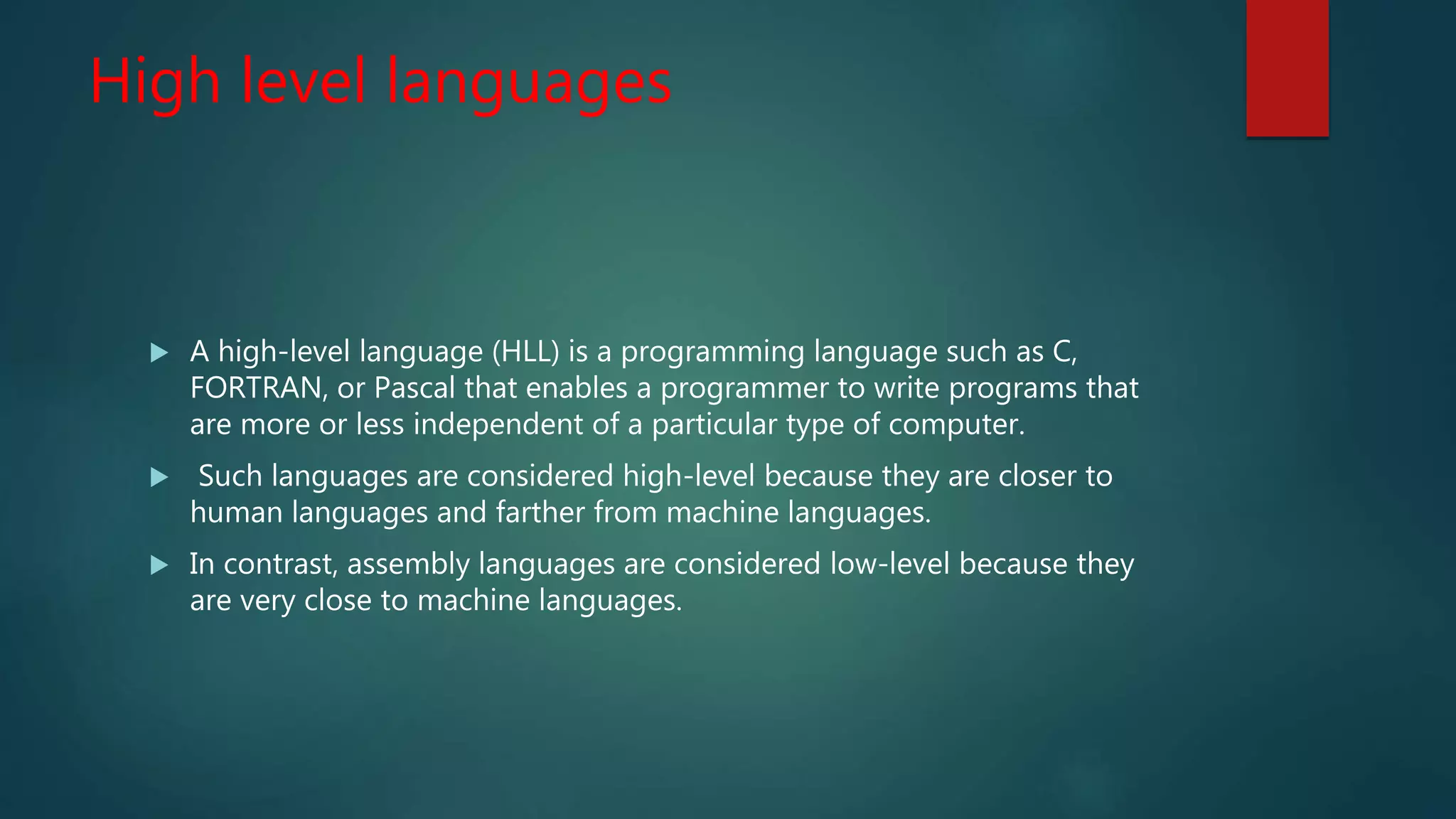 Introduction To Programming Languages Pptx Programming Languages Computing
