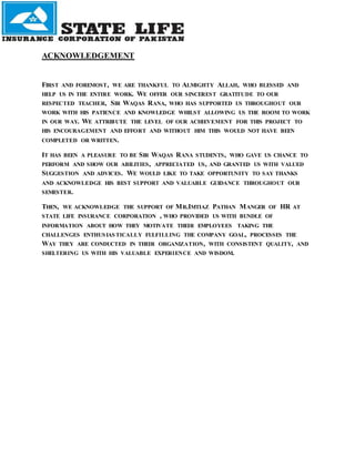 Word Report ON State Life Insurance | DOCX