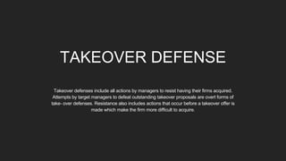 CROSS BORDER MERGER AND ACQUISITION AND TAKEOVER DEFENSES | PPT
