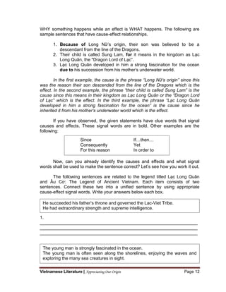 Grade 8 Learning Material (Lac Long Quan and Au Co: The Legend of ...