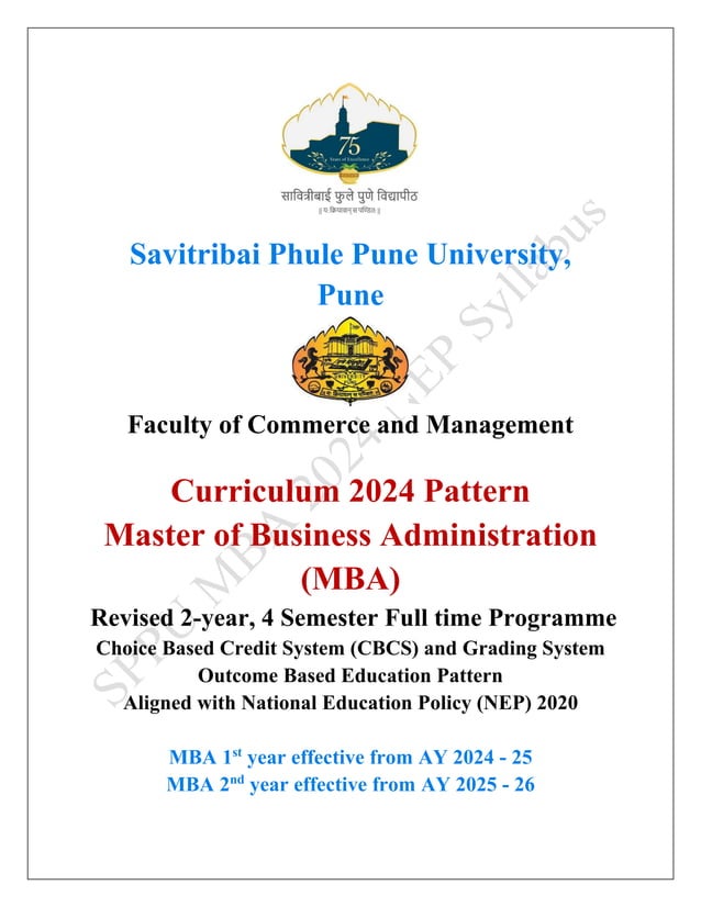 FINAL MBA_Syllabus_2024_Pattern_NEP_2020_21082024.pdf | Postgraduate ...
