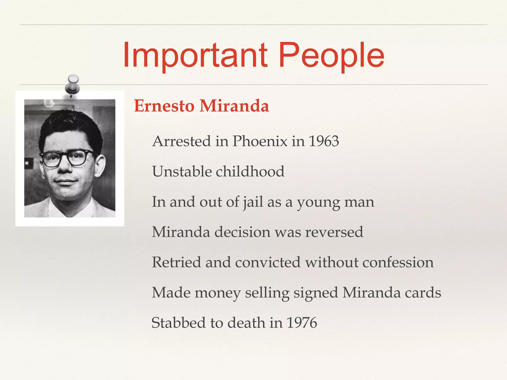 Presentation on a Famous Legal Case: Miranda vs. Arizona | PPT