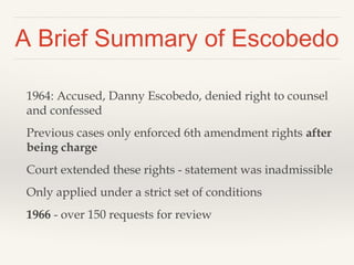 Presentation on a Famous Legal Case: Miranda vs. Arizona | PPT