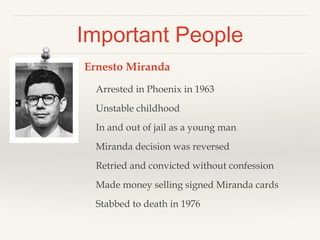 Presentation on a Famous Legal Case: Miranda vs. Arizona | PPT