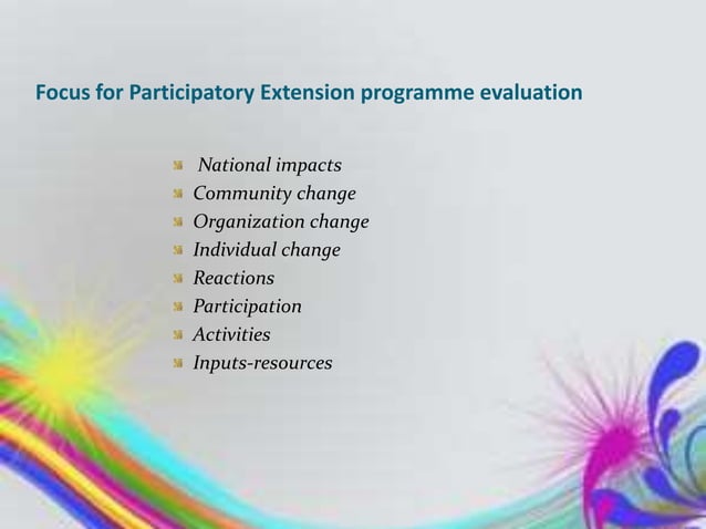 Monitoring and Evaluation Mechanism of AAU Participatory Extension Programme | PPT