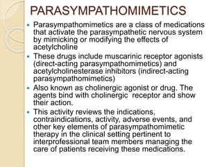 Parasympathomimetic Agents Direct Acting with SAR & Cholinesters ...
