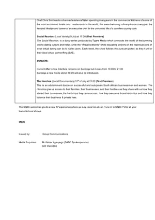 Final media statement sabc tv network takes it to 80% local | DOCX