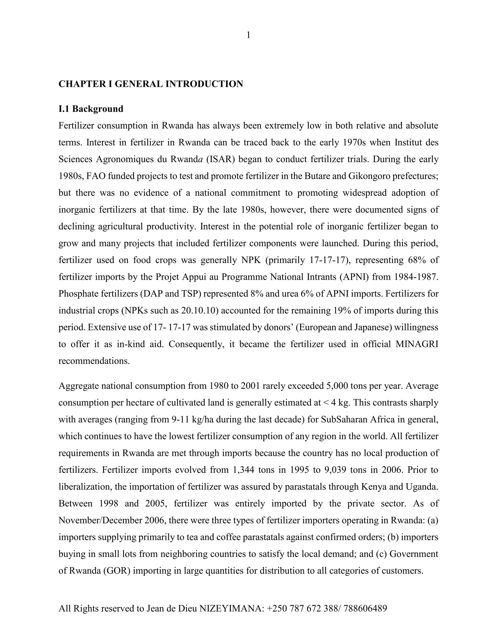 Accessibility and Use of Fertilizer in Rwanda updated 2019 | PDF