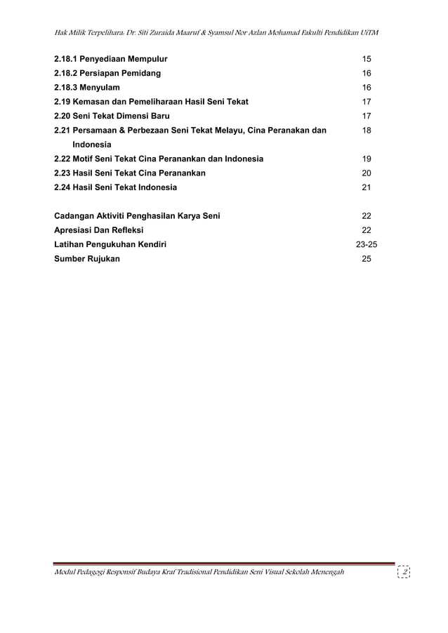 Modul 2 Seni Tekat | PDF