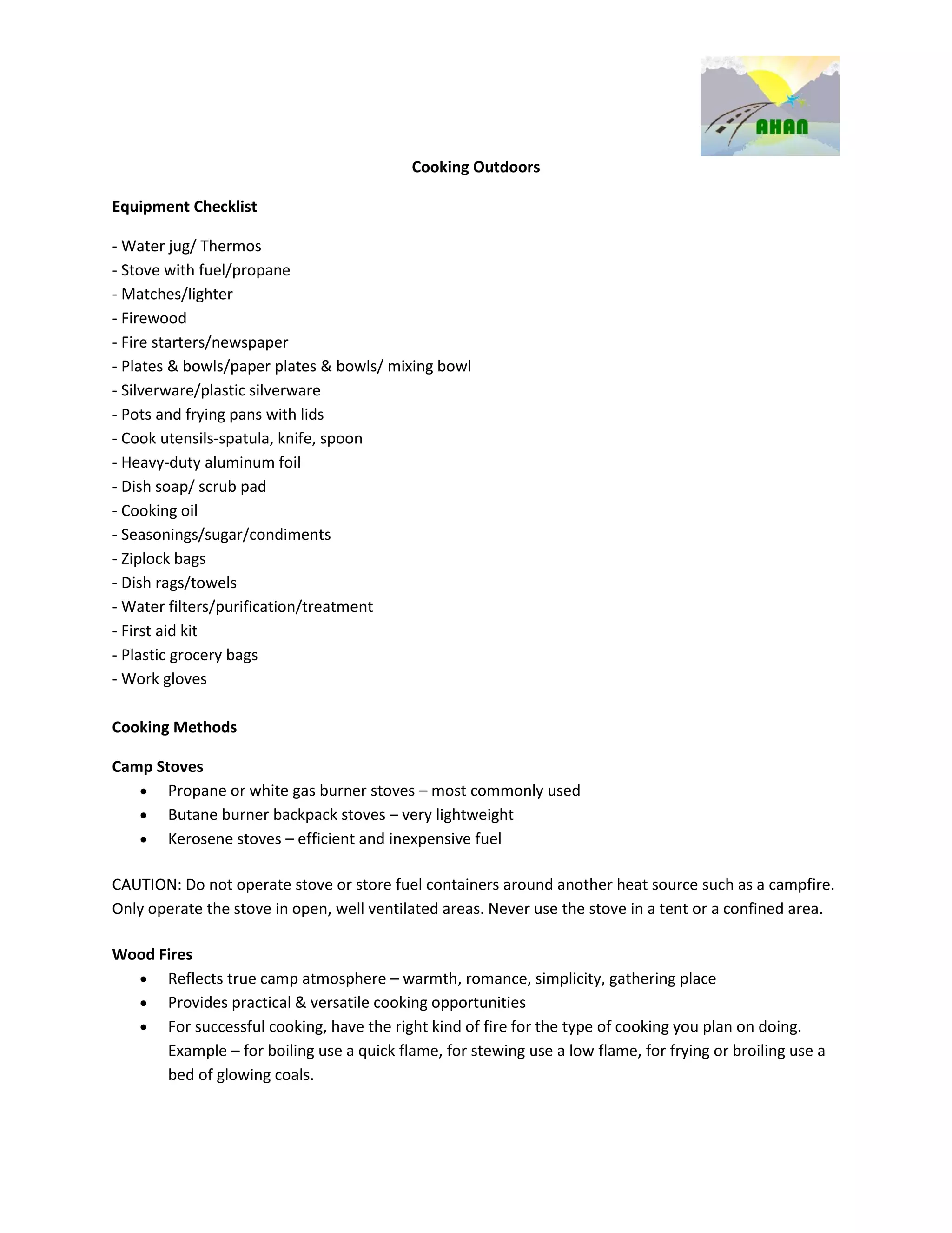 Final module for outdoor cooking | PDF