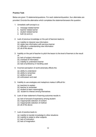 Barriers to Classroom Communication( For Teachers) | DOCX