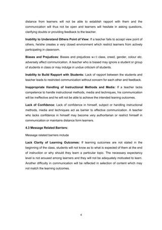 Barriers to Classroom Communication( For Teachers) | DOCX
