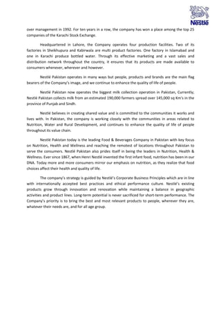 Nestle Milk pak, Production Operational Management | DOCX