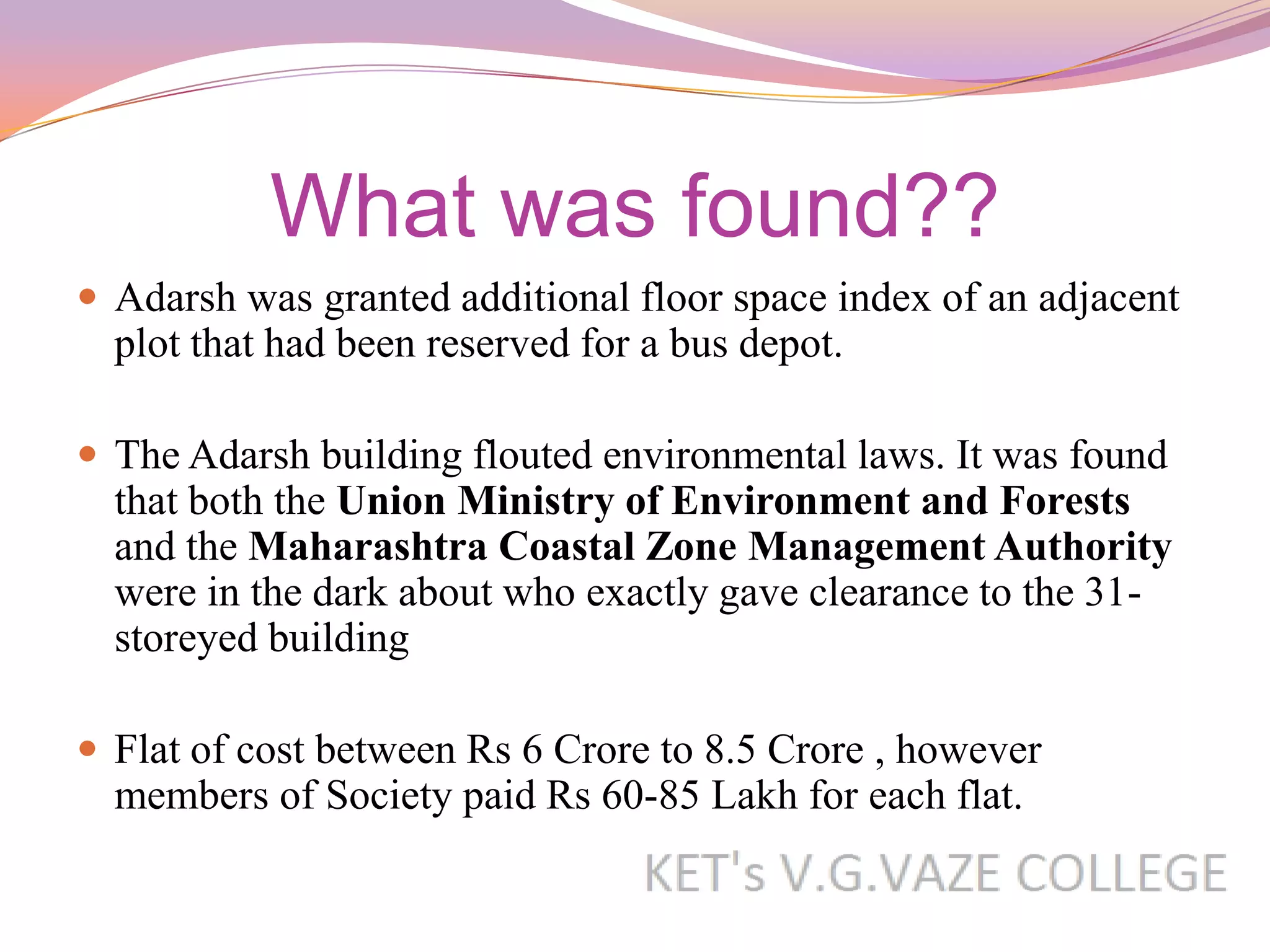ADARSH SCAM PPT | PPTX