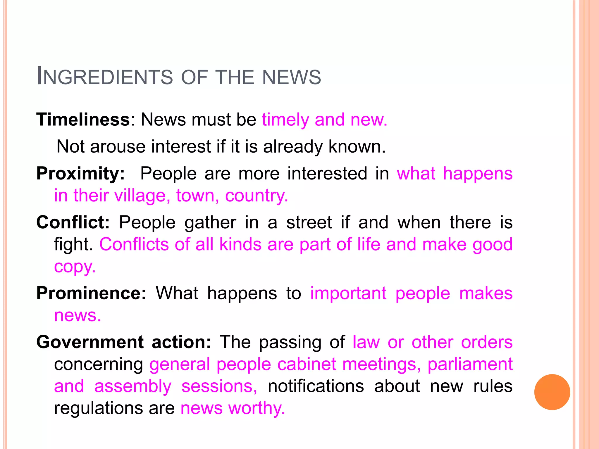 News, types of news, types of headlines | PPTX