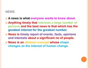 News, types of news, types of headlines | PPTX