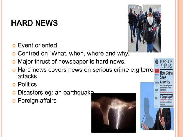 News, types of news, types of headlines | PPTX | Sports