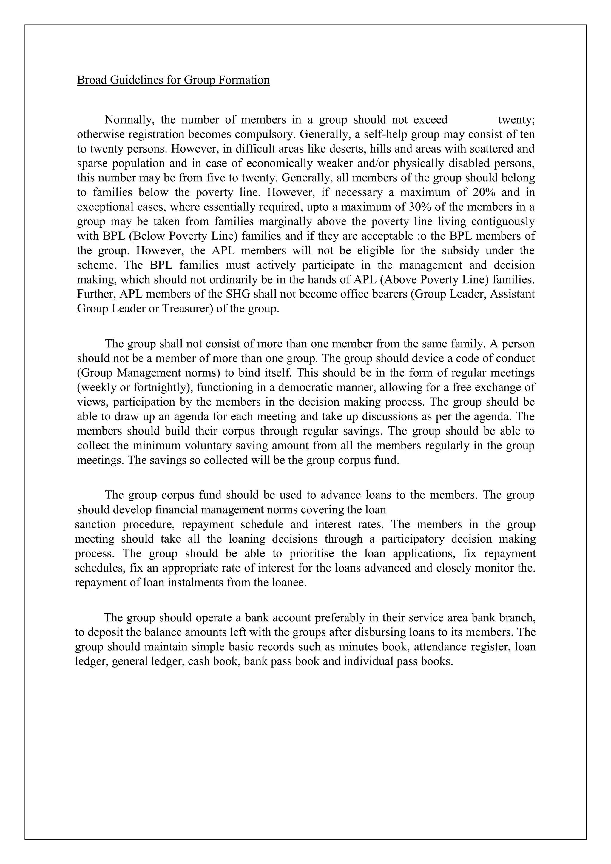 Self help group ( women saving scheme) | DOCX