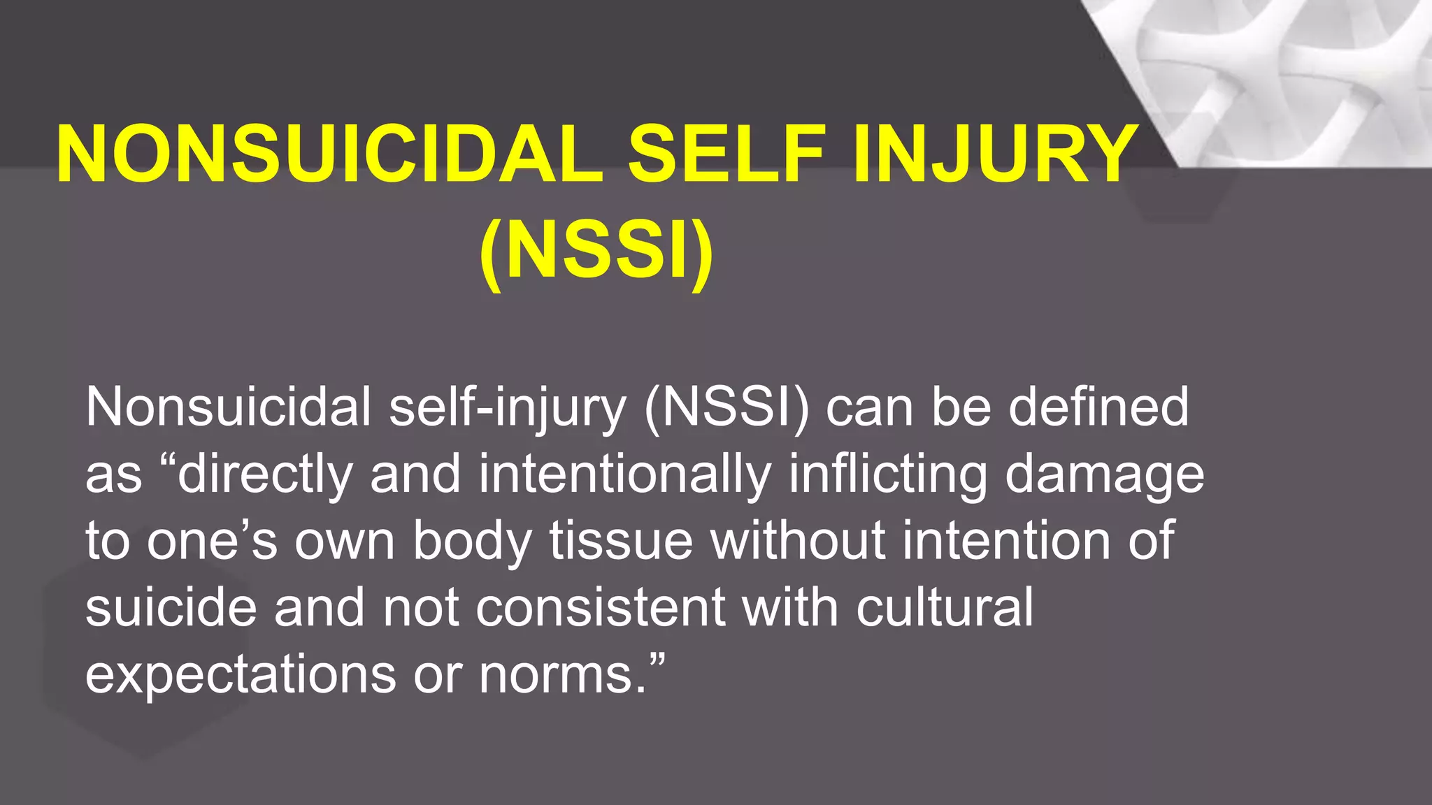 SELF HARMING BEHAVIOR | PPT | Mental Health | Diseases and Conditions