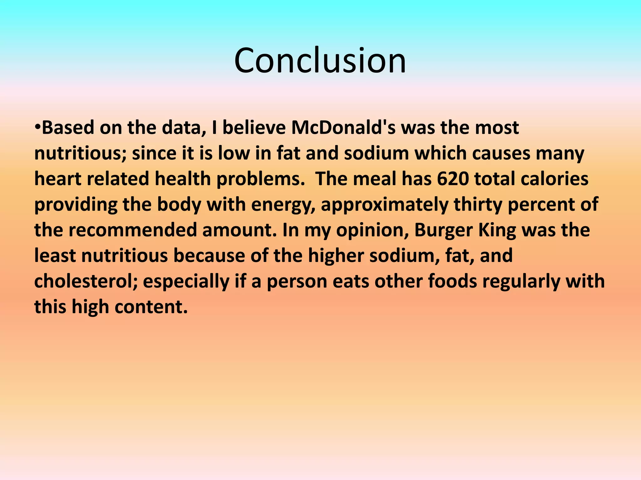 Fast Foods Nutrition Facts | PPT