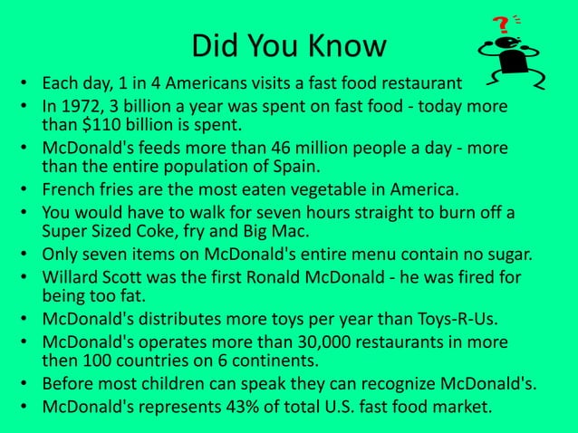 Fast Foods Nutrition Facts | PPT