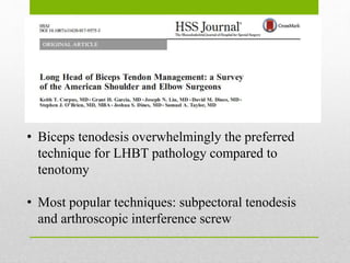 Current Concepts in the Diagnosis and Management of Long Head of Biceps ...