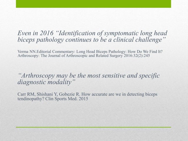 Current Concepts in the Diagnosis and Management of Long Head of Biceps ...