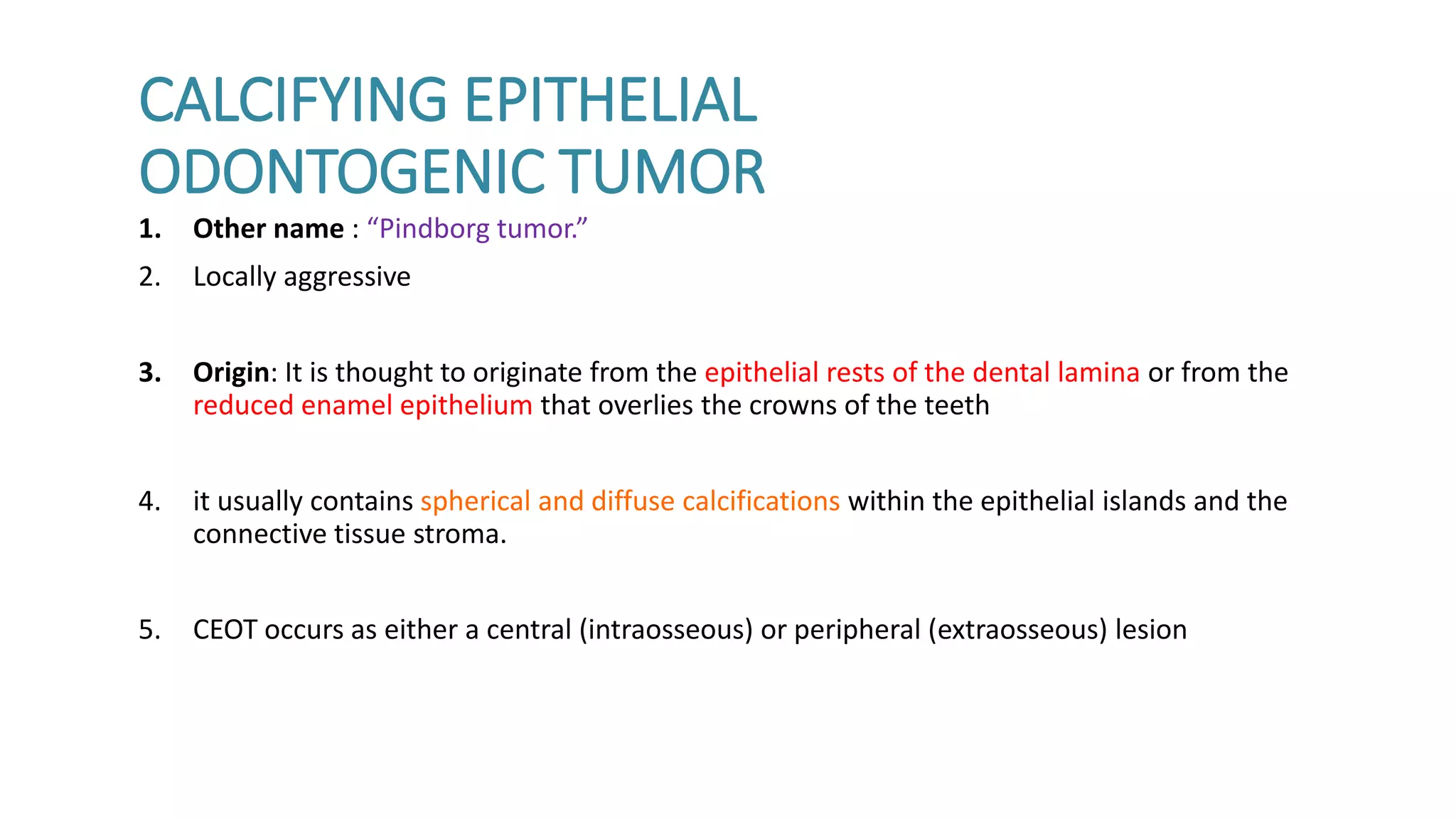 Odontogenic Tumors Oral Pathology | PPTX