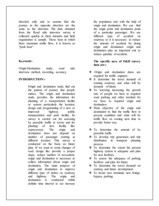 origin and destination survey research papeer | DOCX