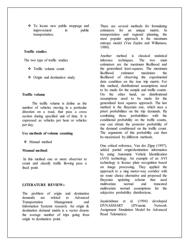 origin and destination survey research papeer | PDF