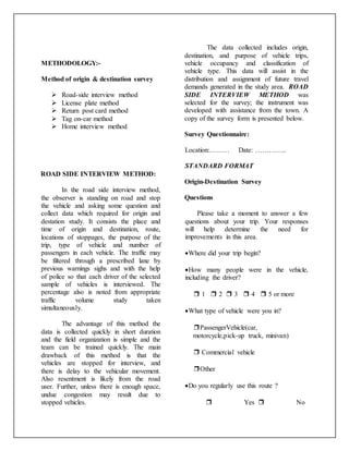 origin and destination survey research papeer | DOCX