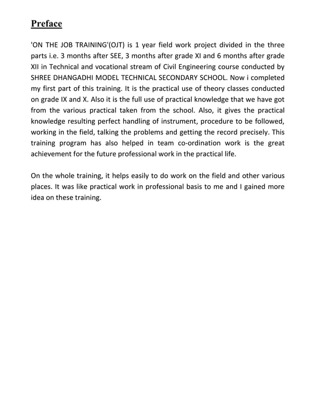 Final Ojt Report for sub engineering Students 2079...pdf | Civil ...
