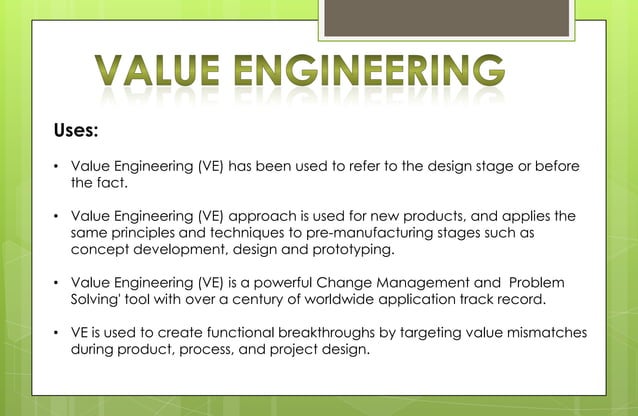 Value Analysis Value Engineering & Business Process Reengineering | PPT