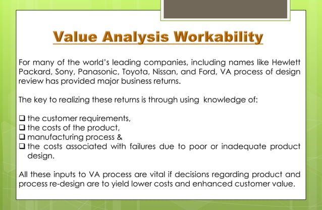 Value Analysis Value Engineering & Business Process Reengineering | PPT