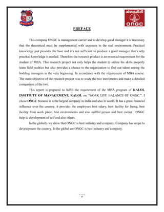 Employee's work life balance in ONGC-A'Bad | PDF