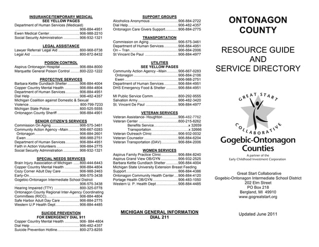 Final ontonagon co. resource guide june 2011 | PDF
