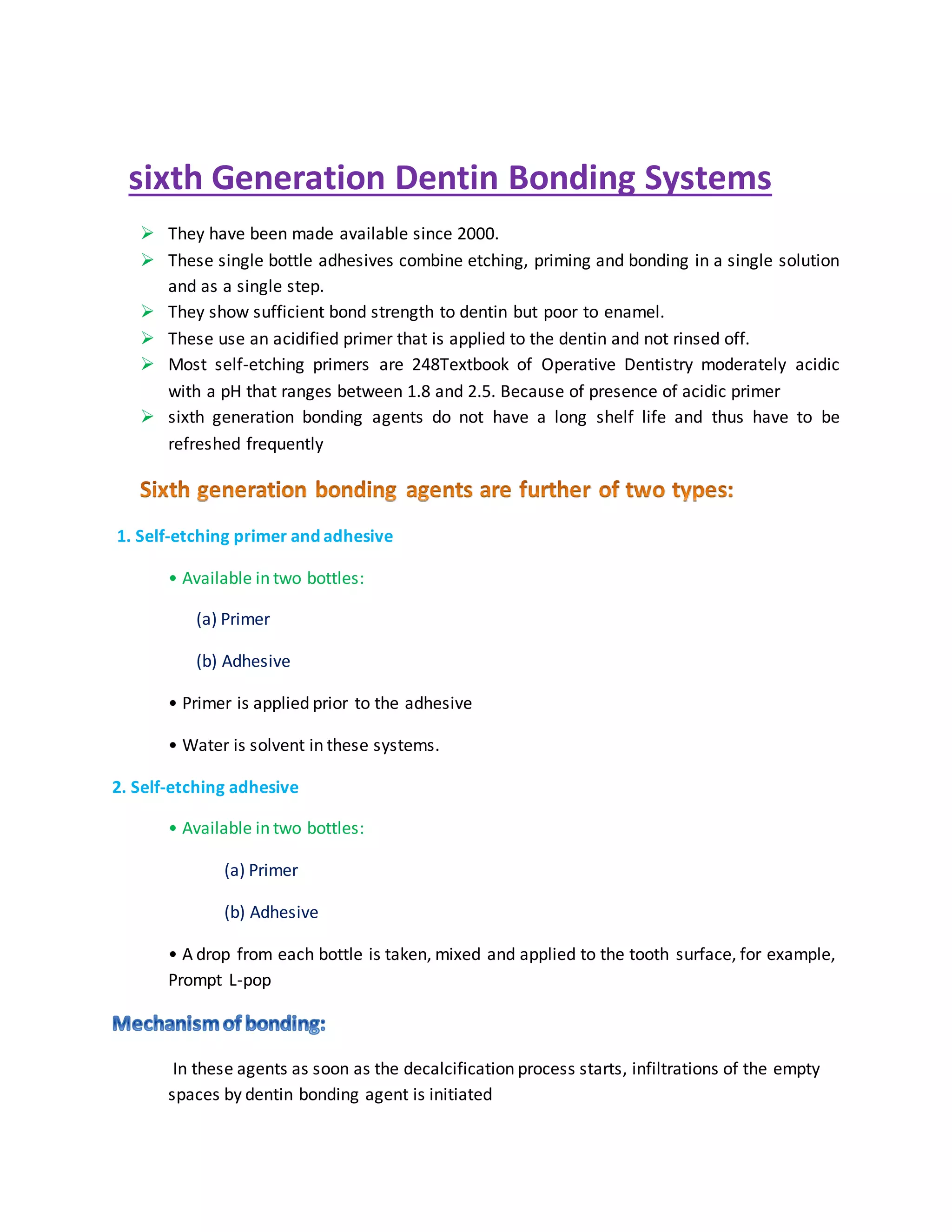Bonding to Enamel and Dentin Bonding to Enamel and Dentin | DOCX
