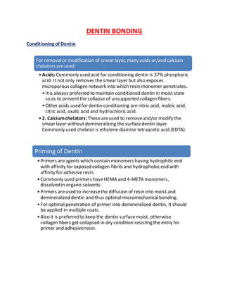 Bonding to Enamel and Dentin Bonding to Enamel and Dentin | DOCX