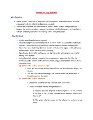 Bonding to Enamel and Dentin Bonding to Enamel and Dentin | DOCX