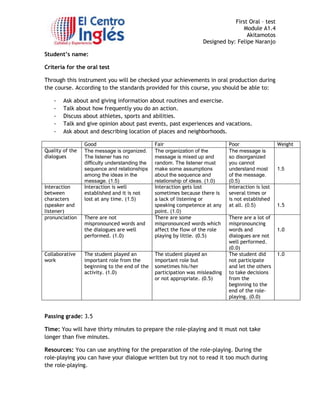 Final oral test | DOCX