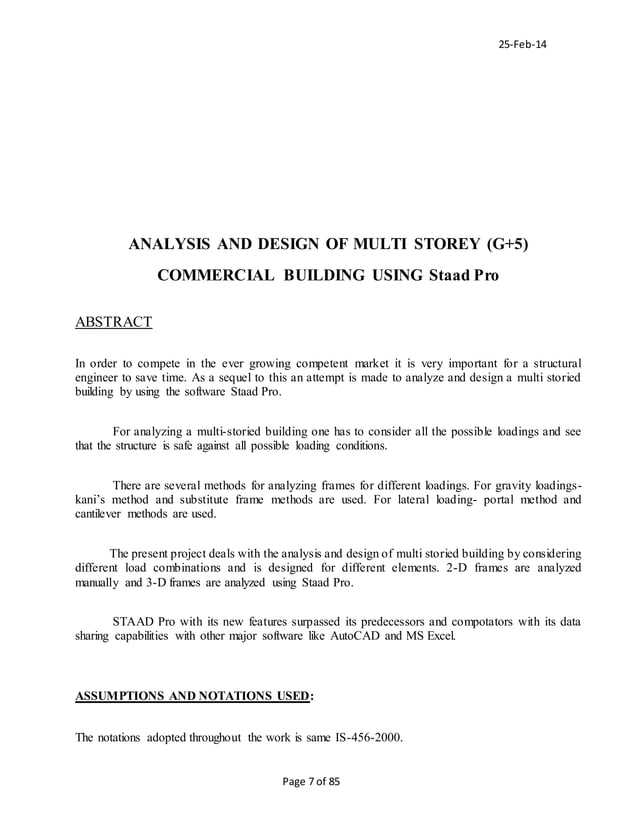 ANALYSIS AND DESIGN OF MULTI STOREY (G+5) COMMERCIAL BUILDING BY STAAD PRO AND ETABS | DOCX