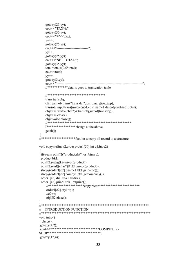 PROJECT REPORT ON COMPUTER SHOP SYSTEM IN C++ | DOC