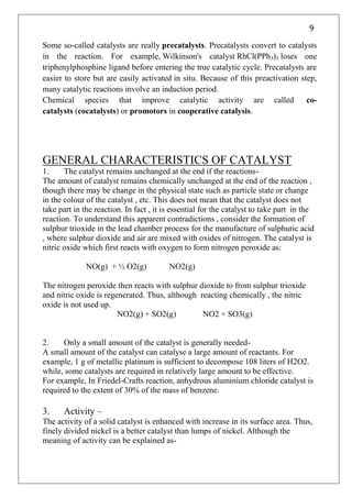 SHORT NOTE ON CATALYST . | PDF | Chemistry | Science