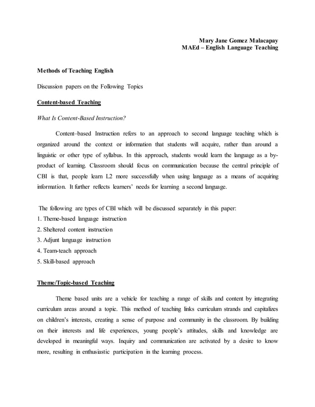 Methods of Teaching English | PDF