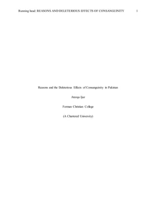 Reasons and deleterious effects of consanguinity in Pakistan | DOCX