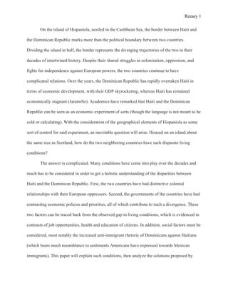 Beyond Borders: The Diverging Economic Conditions of Haiti and the ...